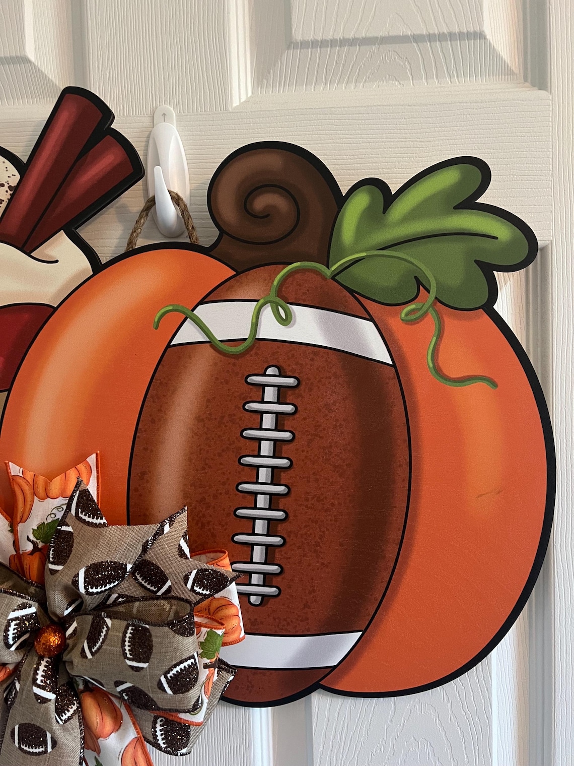 Fall Pumpkin Football Door Hanger Autumn Decor 'tis the Season Sign ...