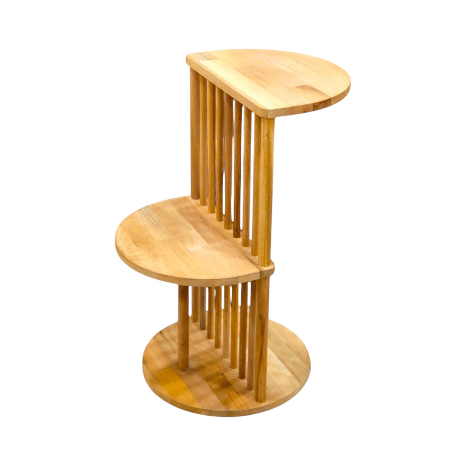 Wooden Side Table With Shelves - Solid Beech Wood, Rustic Coffee Table ...