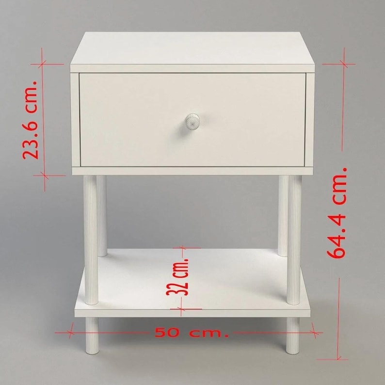 Modern Bedside Table With Wooden Legs, Drop Cover Shelf, and Organizer ...