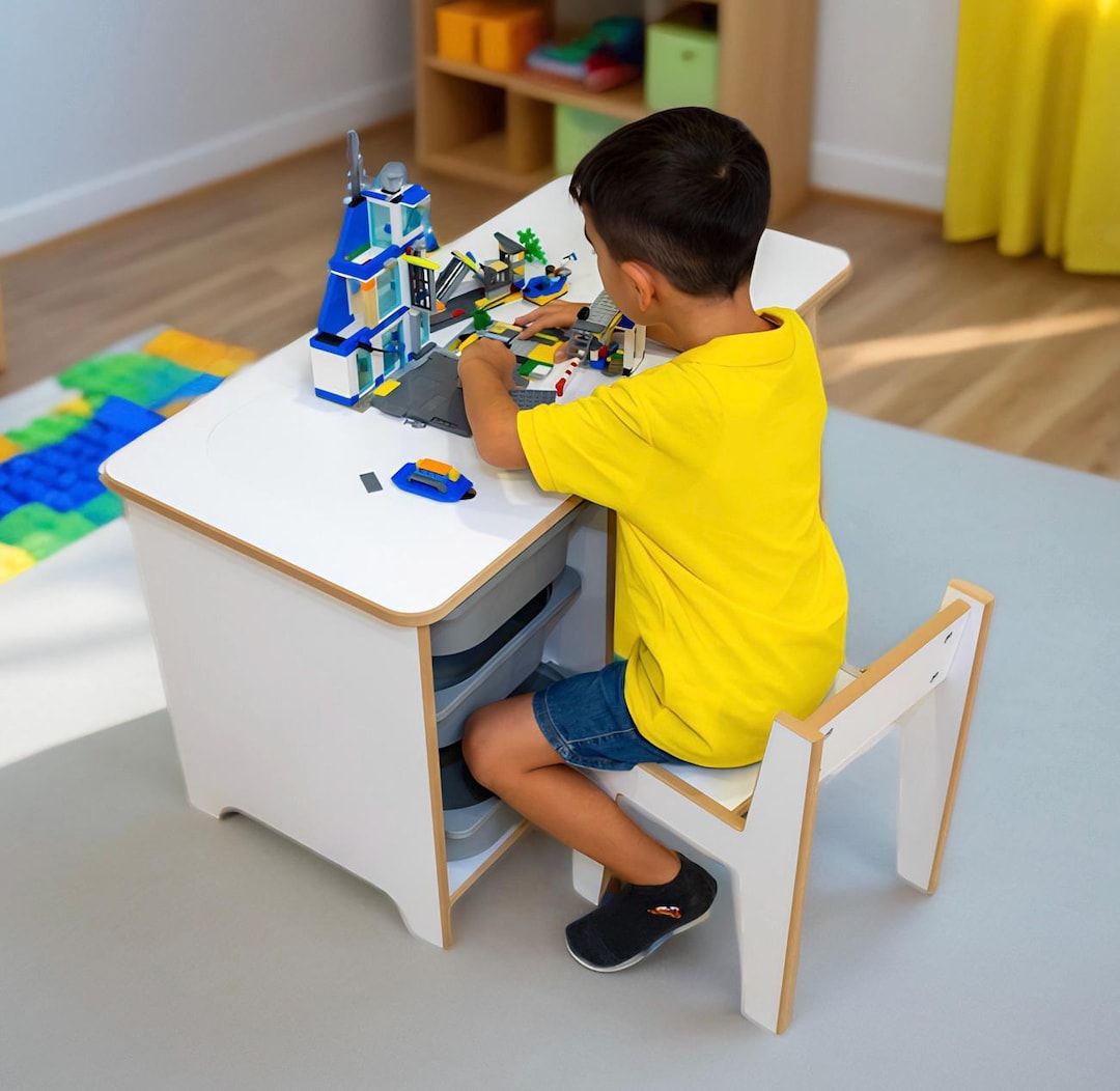 Wooden Kids Desk With Three Storage Baskets – Perfect for Homework and ...