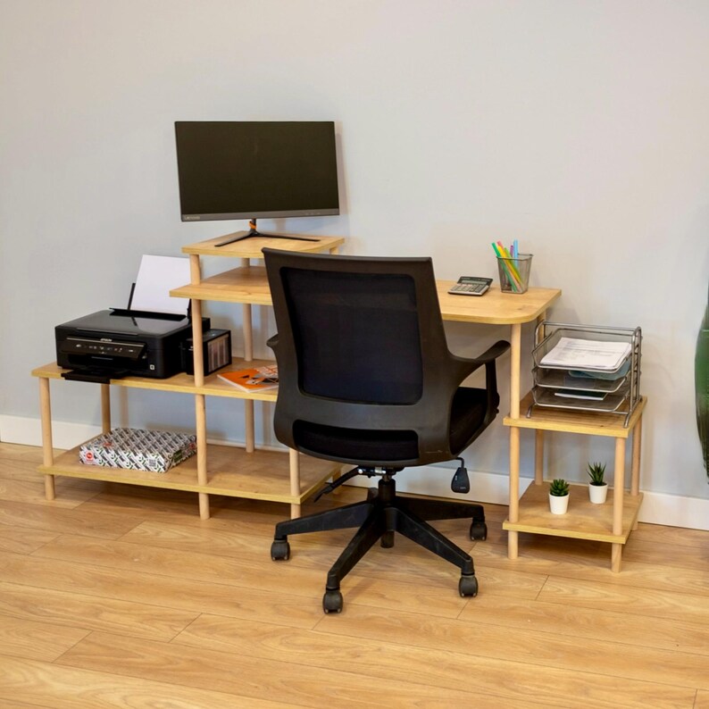 Wooden Desk With Five Shelves Versatile Side Table for Home Office - Etsy