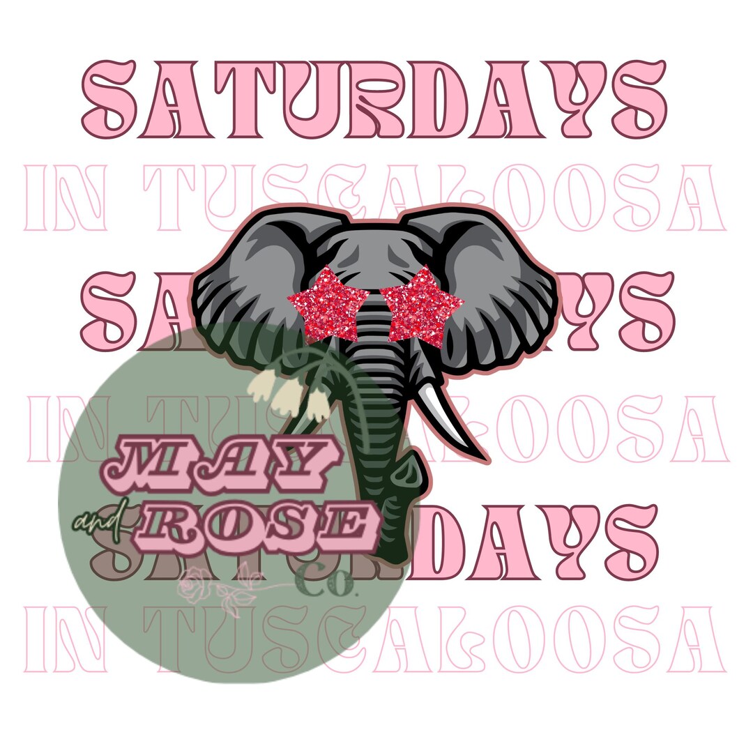 Pink Alabama Football Elephant Preppy Digital Design Saturdays in ...