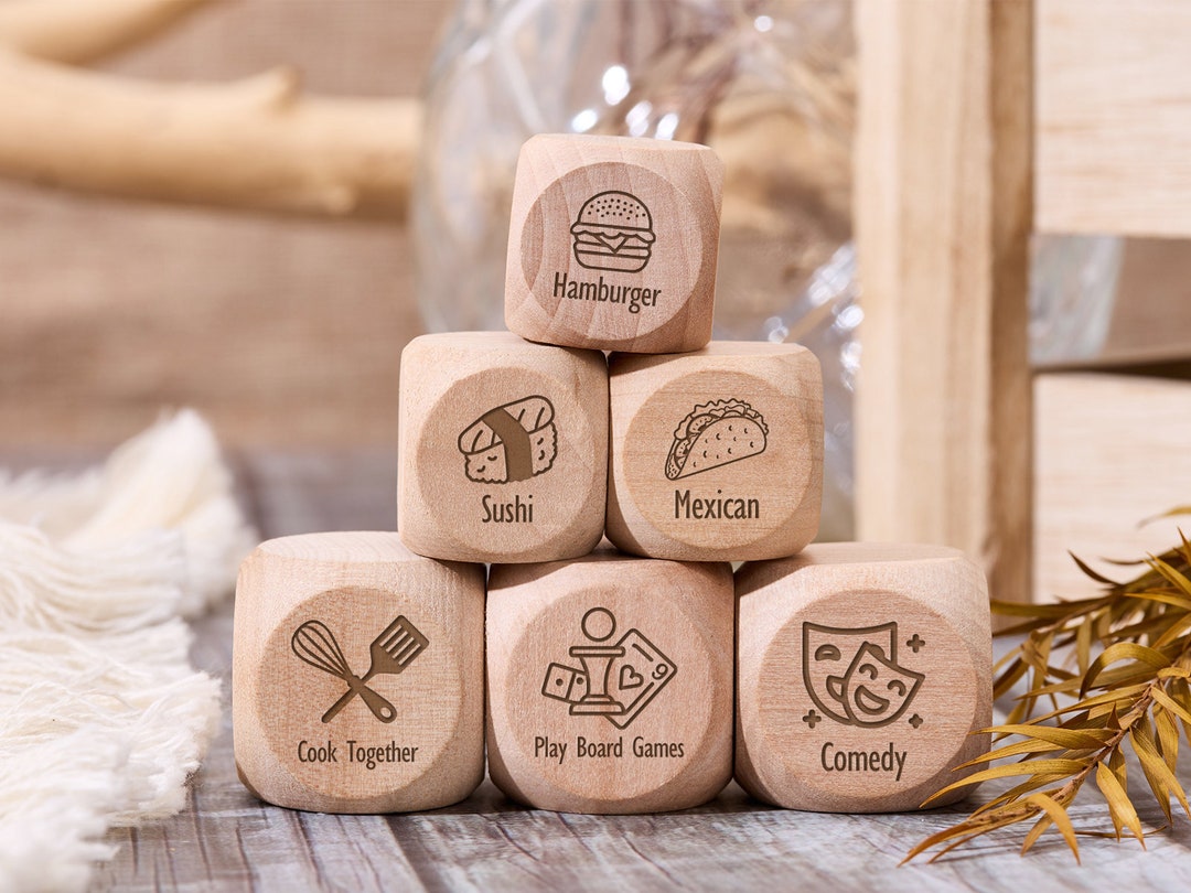 Personalized Movie/food Dice Wooden Engraved Dice Custom Movie Dice ...