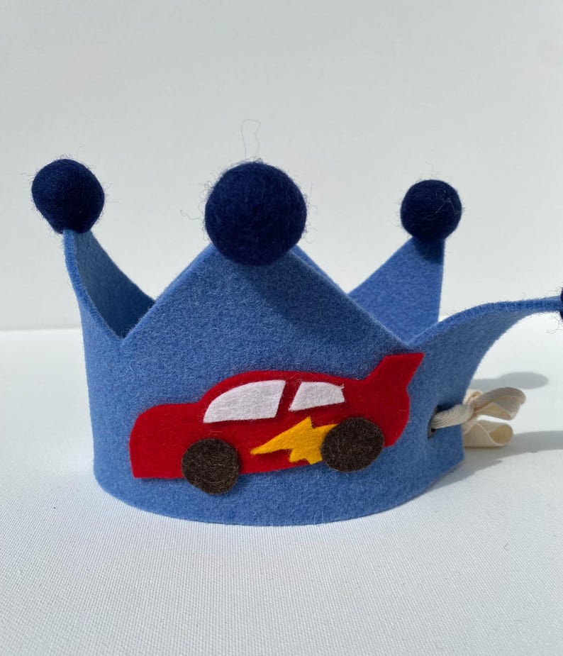Personalized Boy Felt Birthday Crown - Racing Car Birthday Theme - Etsy