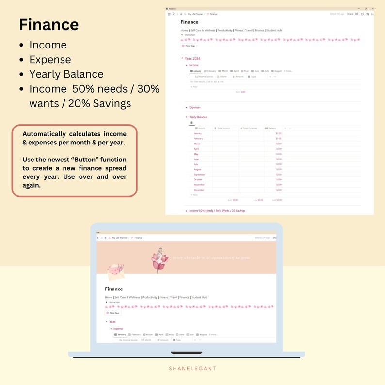 Notion Template, All in One Notion Template, Notion Flora Theme ...