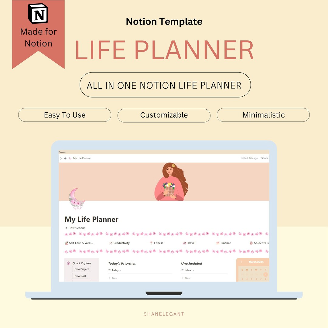 Notion Template, All in One Notion Template, Notion Flora Theme ...