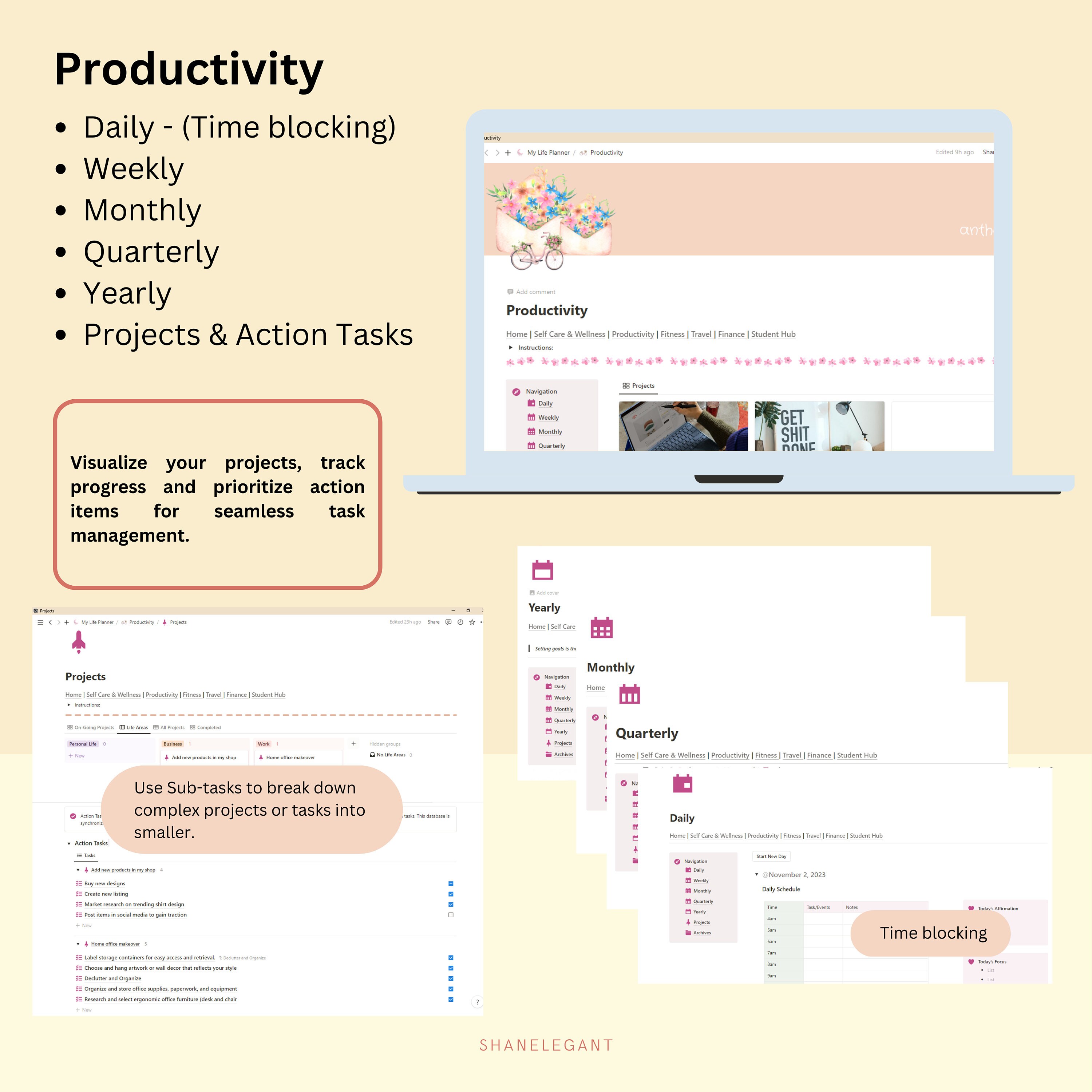 Notion Template, All in One Notion Template, Notion Flora Theme ...