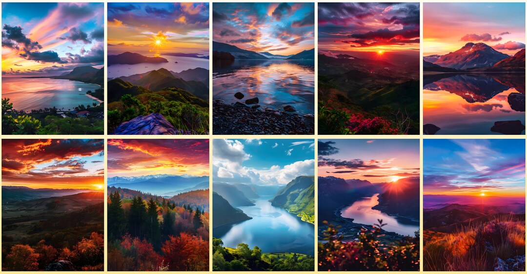 10 Beautiful Scenery Prints Letter Sized Nature Artwork for Office ...