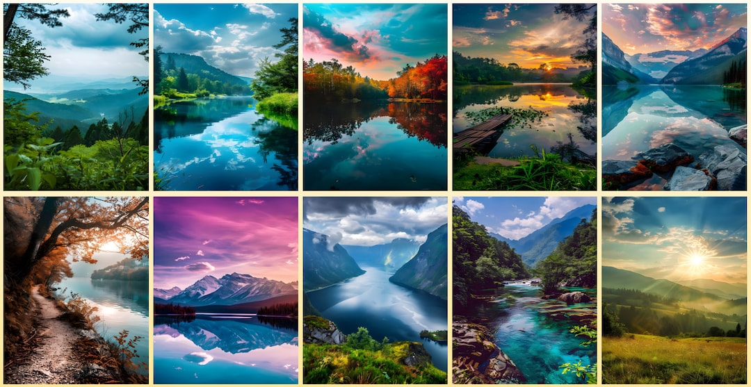 10 Beautiful Scenery Prints Letter Sized Nature Artwork for Office ...