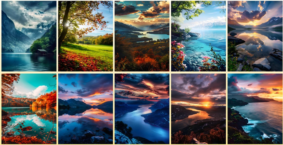 10 Beautiful Scenery Prints Letter Sized Nature Artwork for Office ...