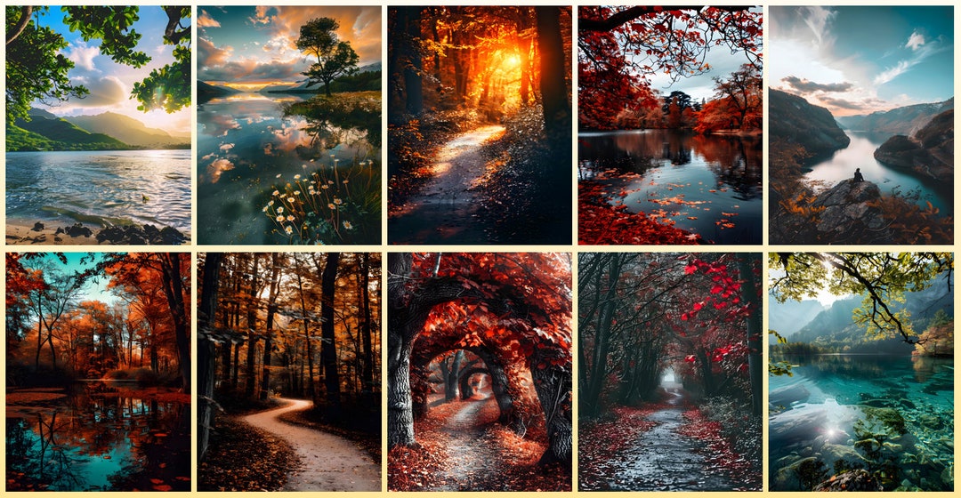 10 Beautiful Scenery Prints Letter Sized Nature Artwork for Office ...