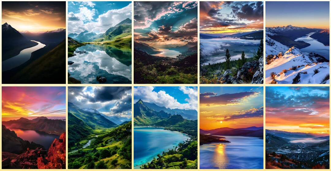 10 Beautiful Scenery Prints Letter Sized Nature Artwork for Office ...