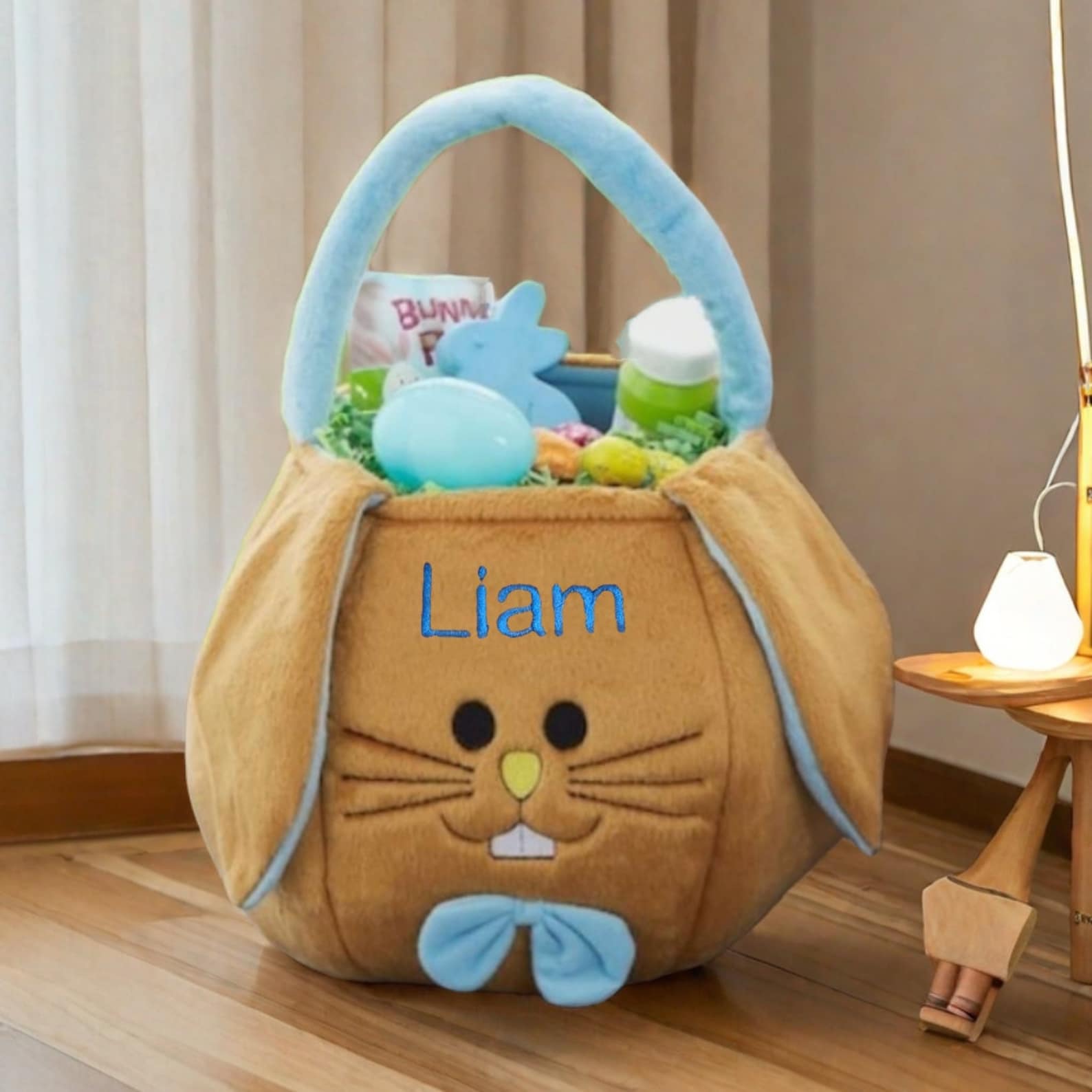 Personalized Plush Easter Basket, Embroidered Easter Bunny Basket, Kids ...