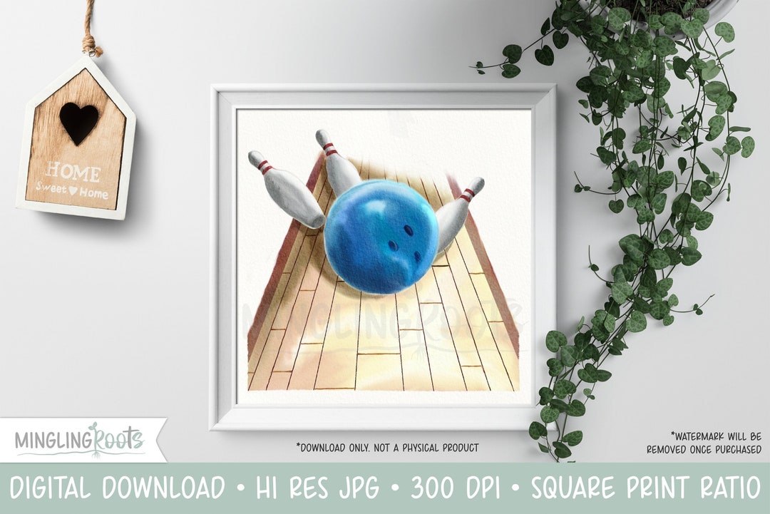 Bowling Wall Art | Digital Watercolor | Original Printable Art ...