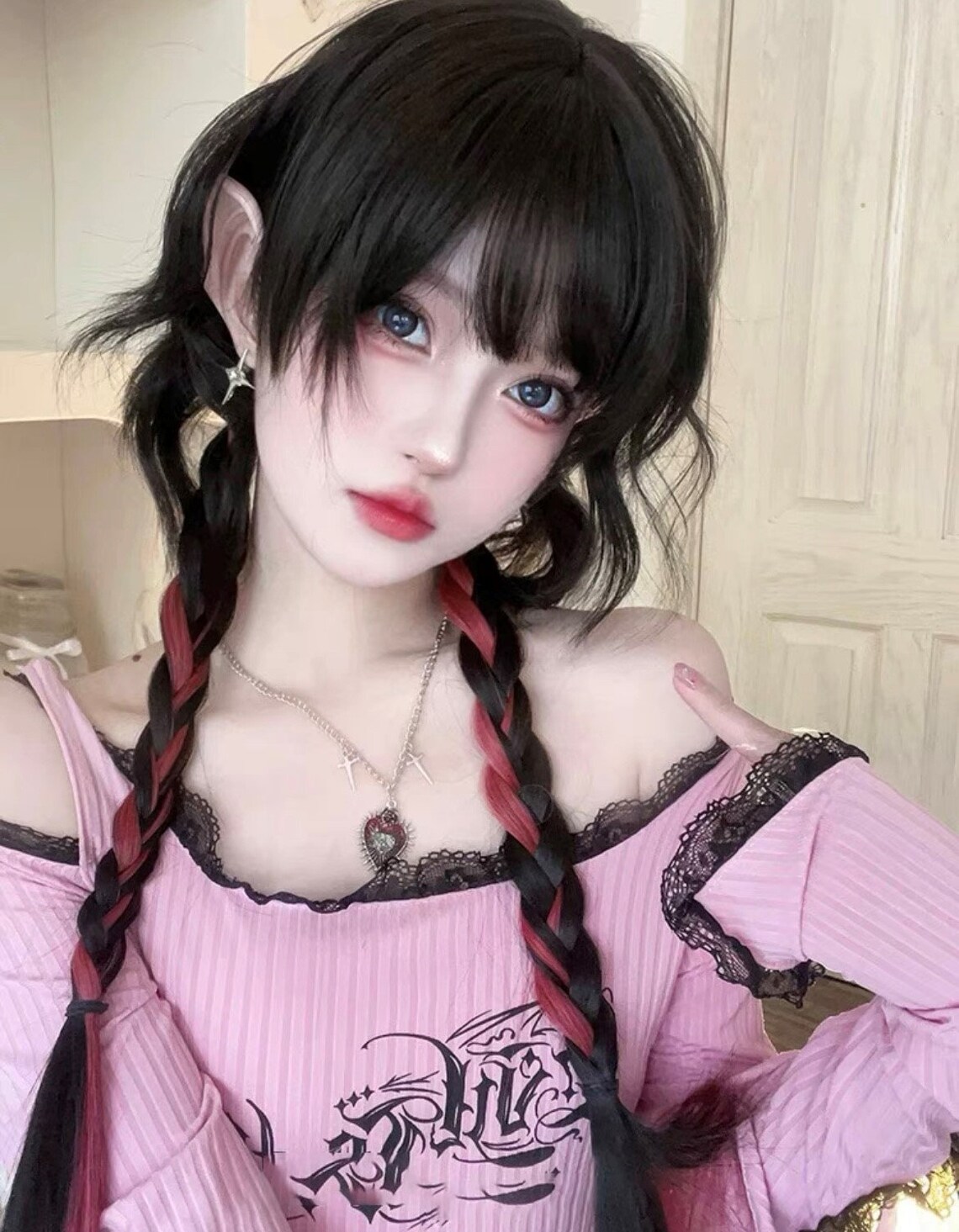 Highlights Red Jellyfish Hairstyle Halloween Cosplay Wig Wigs That ...