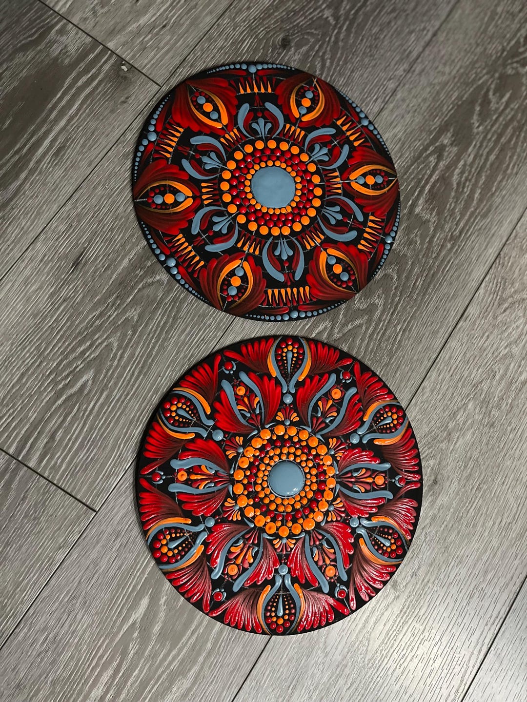10” (25.4cm) Mandala Pair (red, Blue & Orange) - Etsy