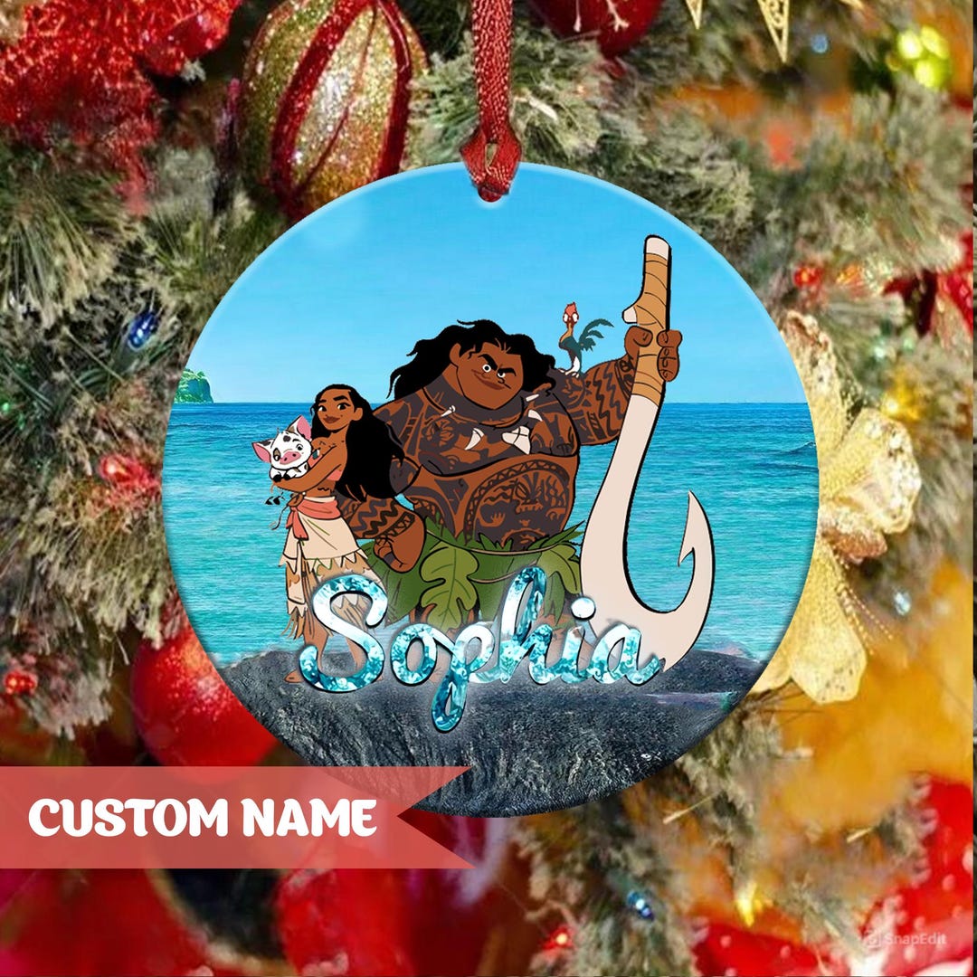 Personalized Disney Princess Moana Christmas Ornament, Disney Christmas ...