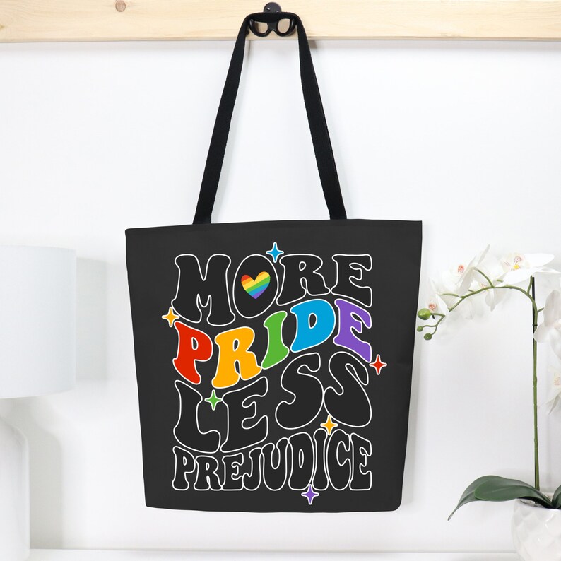 More Pride Less Prejudice Bag, LGBT Anniversary Gift, LGBT Tote Bag ...