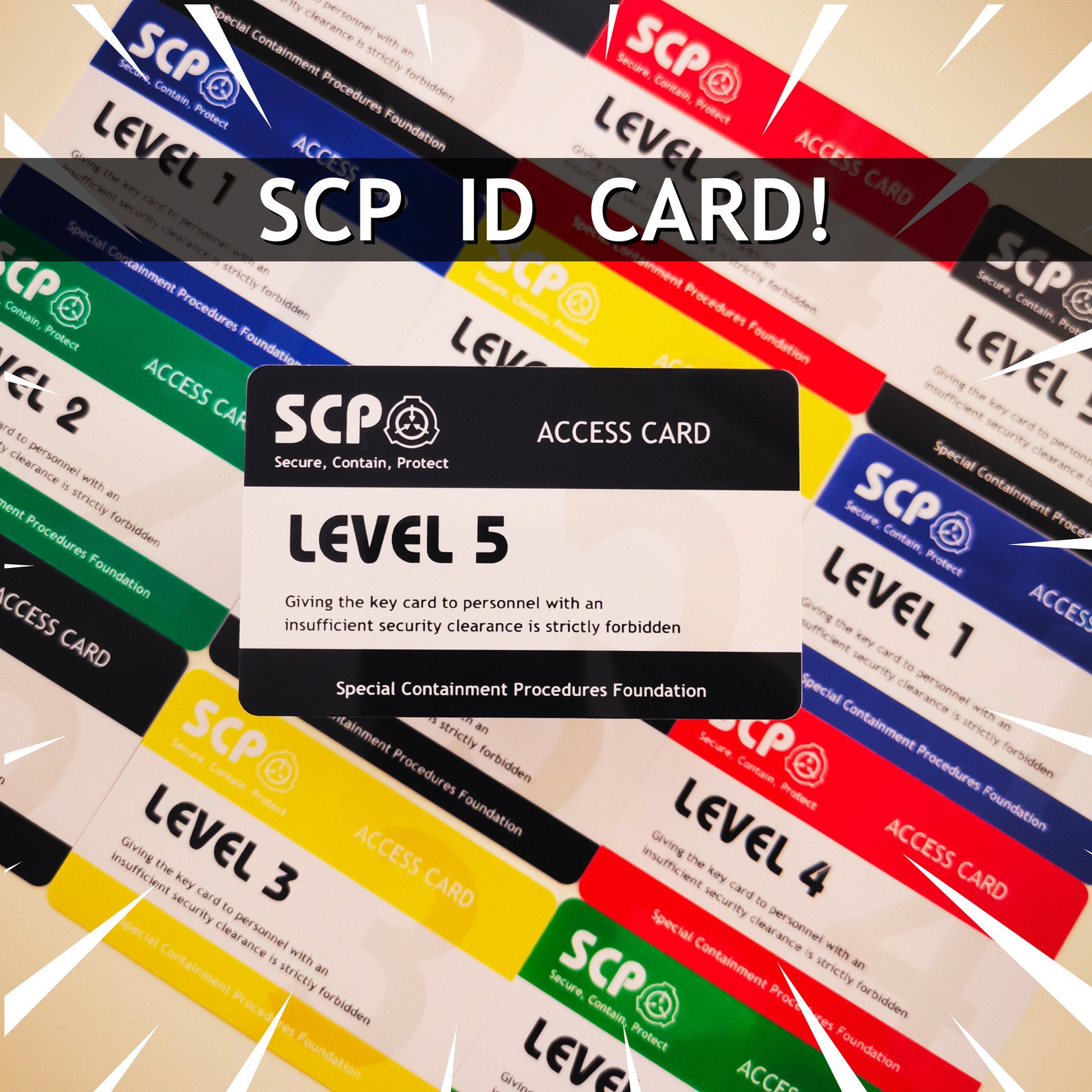 SCP Foundation Keycard Secure Access Card Plastic ID Card Security ...
