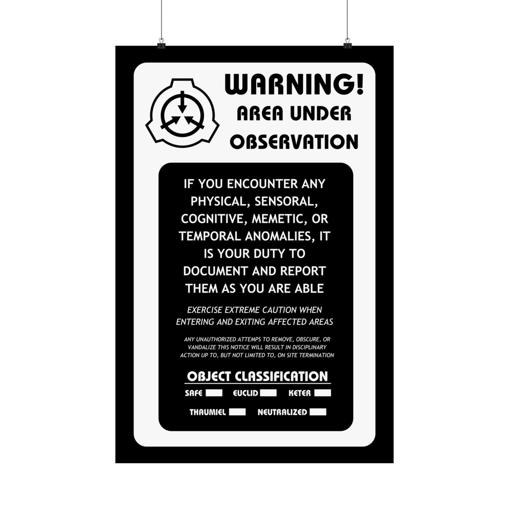 SCP Foundation Poster Containment Breach Sign Custom Paper Poster ...
