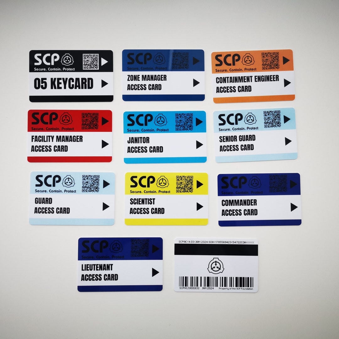 SCP Access Cards Containment Breach Video Game Secret Laboratory ID ...