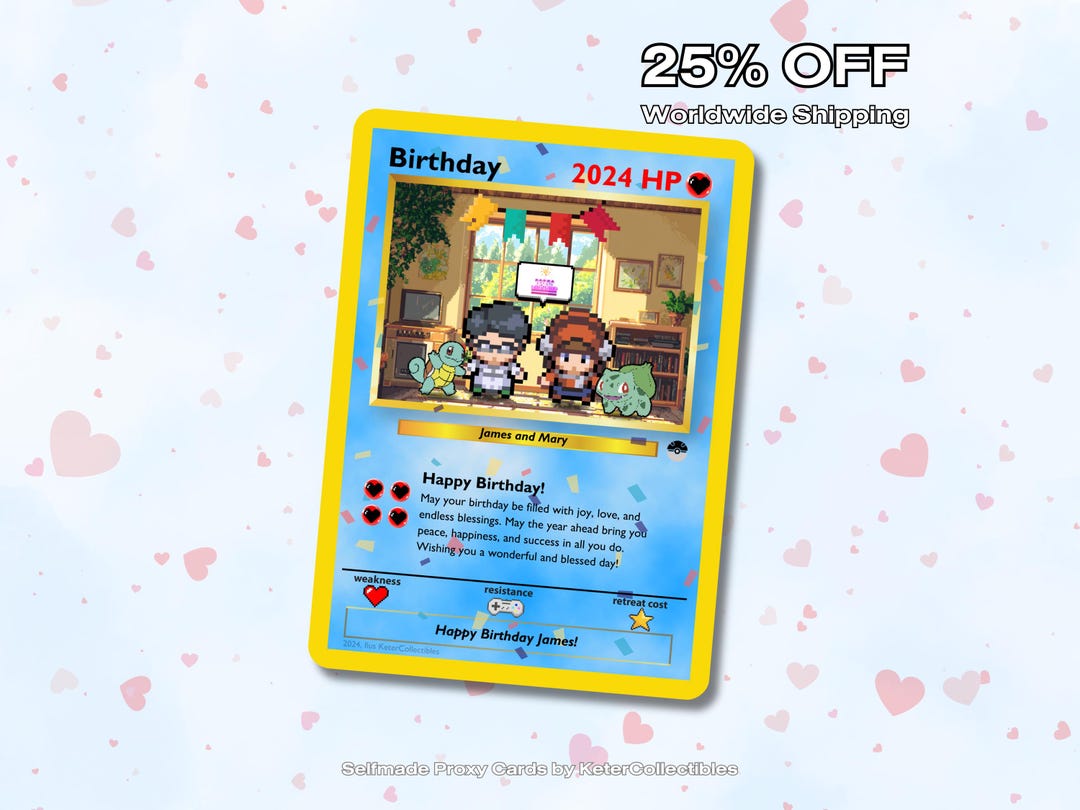 Pokemon Trading Card Proxy Custom Pokemon Inspired Birthday Card Hand ...