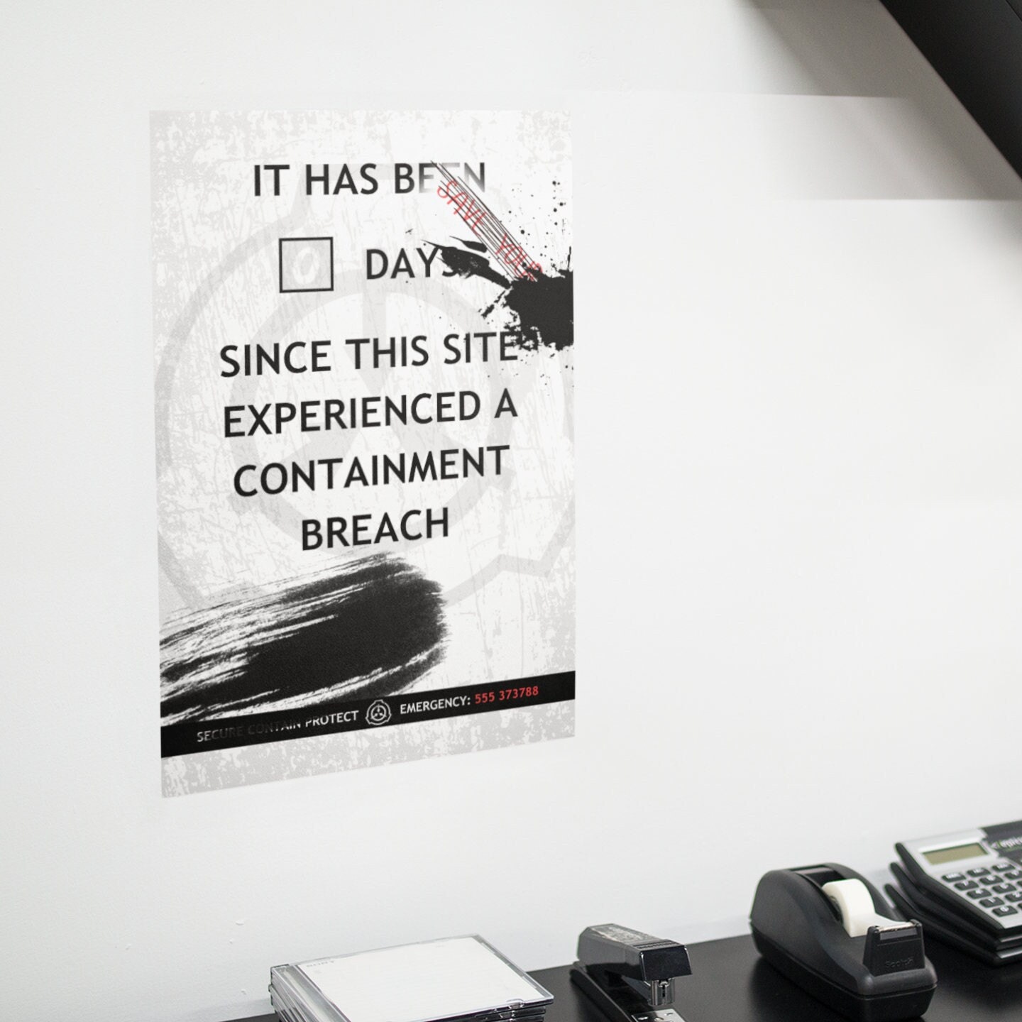 SCP Foundation Poster Days Since Containment Breach Sign Custom Premium ...