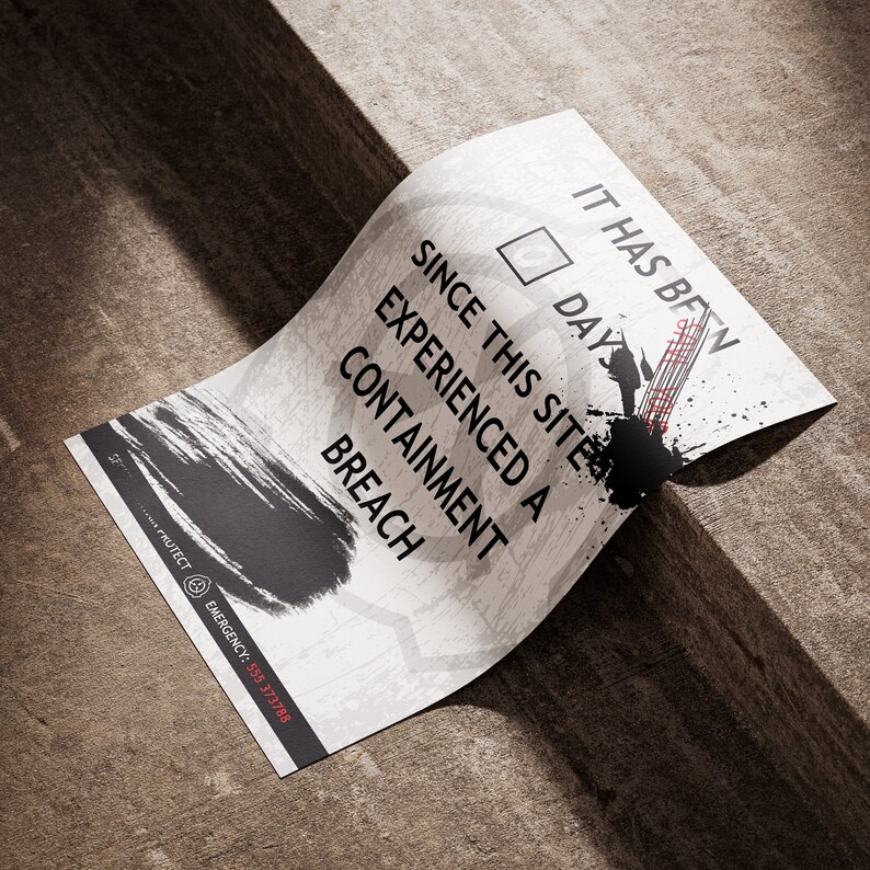 SCP Foundation Poster Days Since Containment Breach Sign Gaming Poster ...