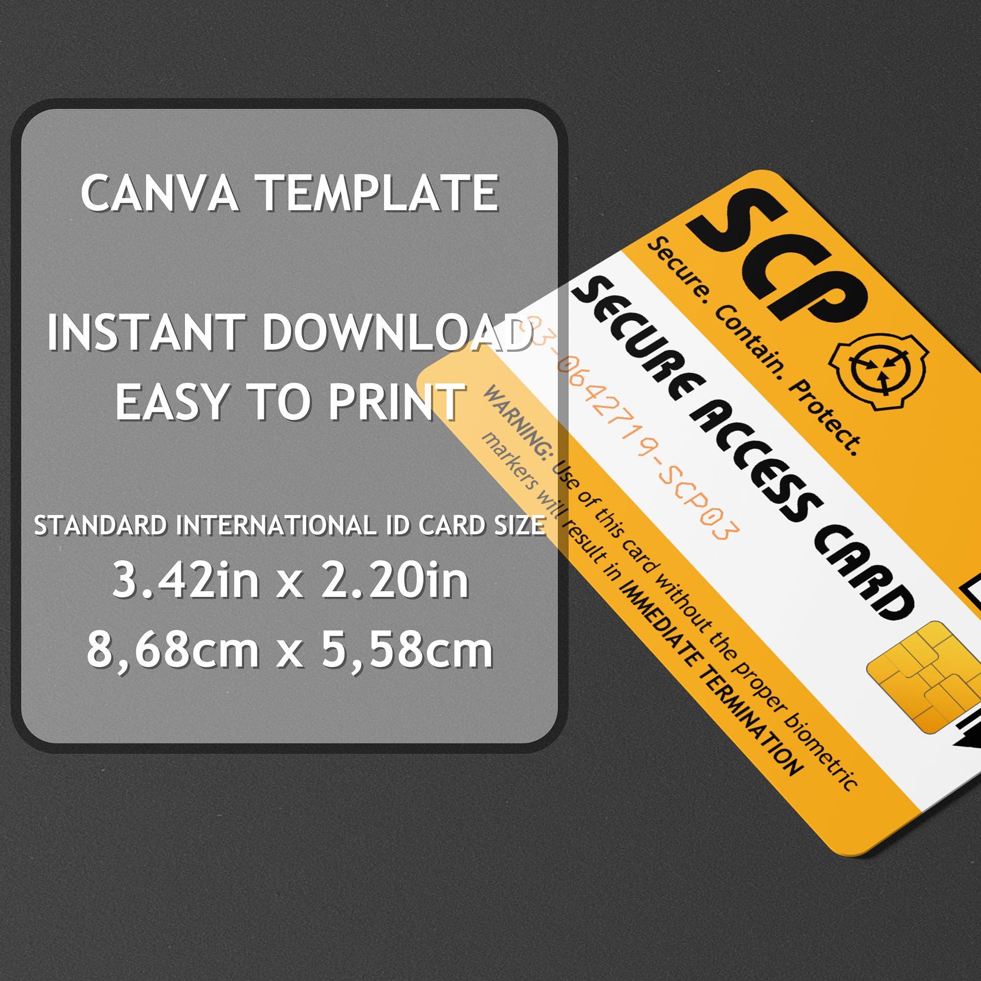 SCP Containment Breach Keycard Canva Template for Printing, Plastic ID ...