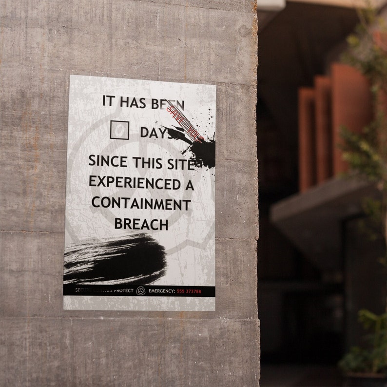 SCP Foundation Poster Days Since Containment Breach Sign Gaming Poster ...