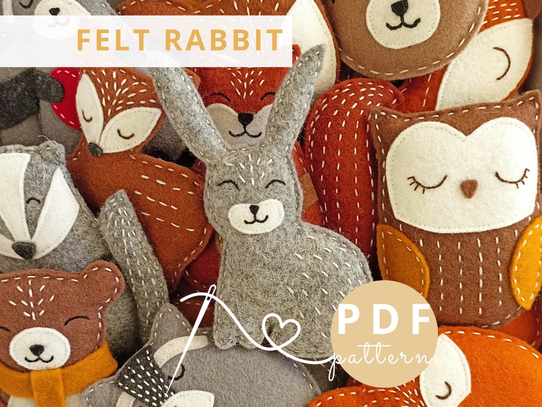 RABBIT SEWING PATTERN Pdf Felt Ornament for Baby Mobile / Woodland ...