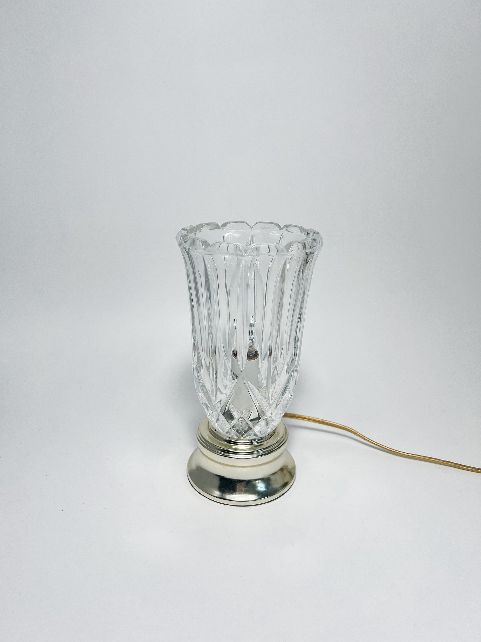 Vintage Crystal Glass Table Lamp Gold Base 8" - Etsy
