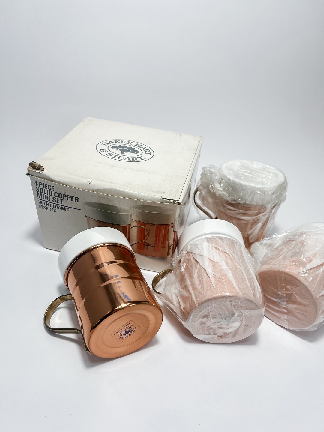 Vintage Baker Hart & Stuart Copper Porcelain Mug Set of 4 NIB - Etsy