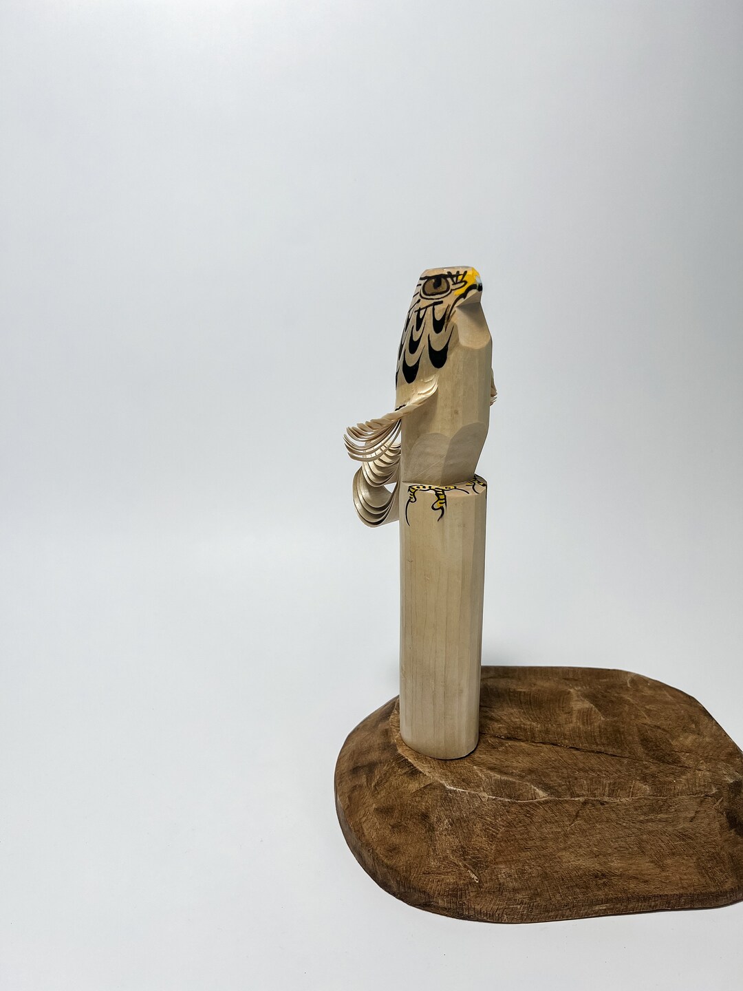 Japanese Sasano Bori Hawk Totem Wooden Falcon Bird Carve Hand Craft ...