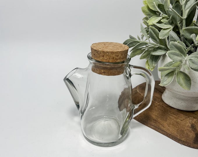 Vintage Snub Nose Cork Top Glass Pitcher - Etsy