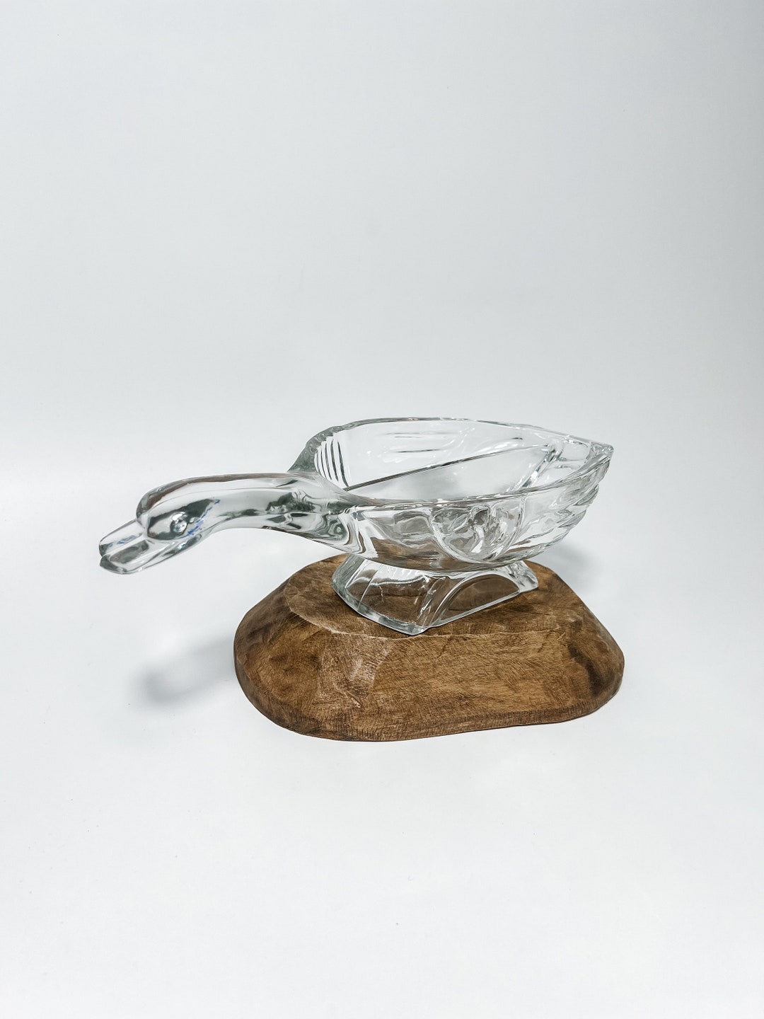 Vintage Clear Glass Divided Duck Goose Candy Dish Condiment Bowl - Etsy