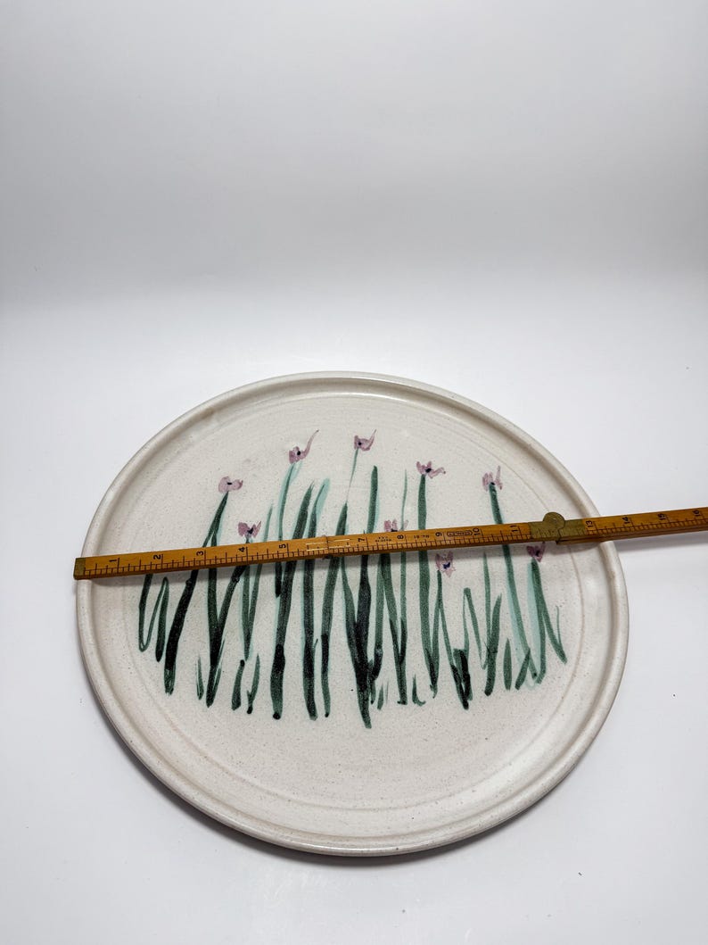 Handmade Studio Pottery Large Serving Plate Tray, Handpainted Floral ...