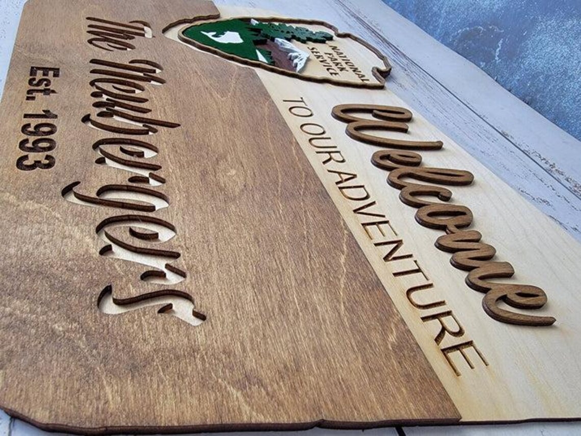 National Park Service Welcome Sign, Camp Wedding Sign Personalized ...