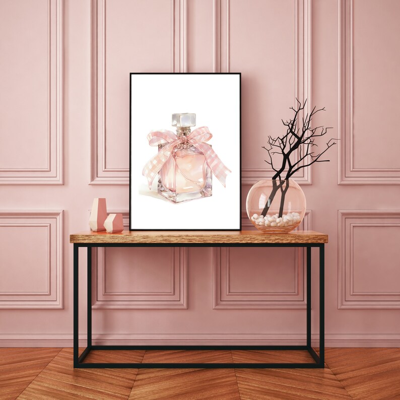 Coquette Pink Bow Perfume Bottle Wall Art Print,girly Aesthetic ...