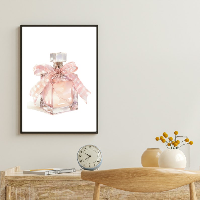 Coquette Pink Bow Perfume Bottle Wall Art Print,girly Aesthetic ...