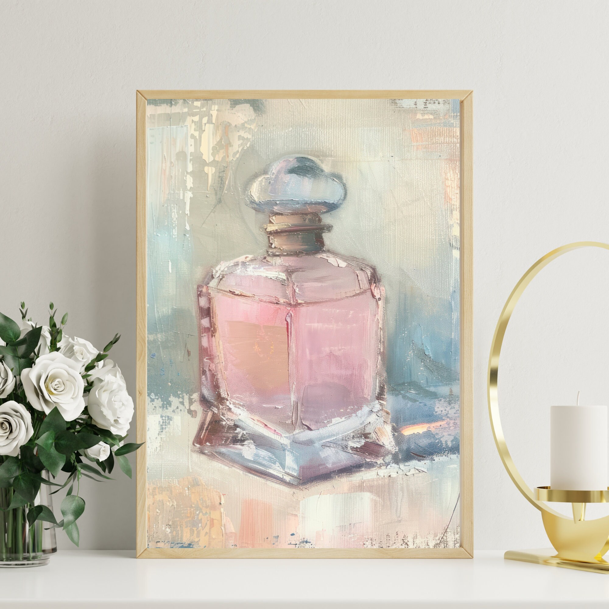 Pink Perfume Wall Art,coquette Parfüme Bottle Painting,fashion Girly ...