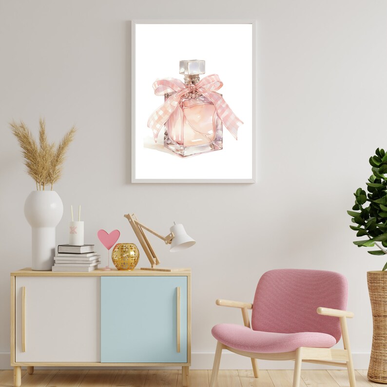 Coquette Pink Bow Perfume Bottle Wall Art Print,girly Aesthetic ...
