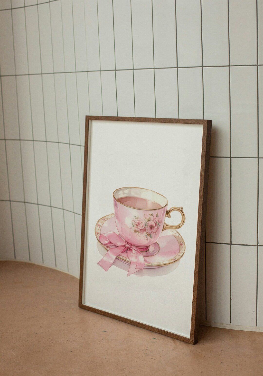 Coquette Pink Bow Teacup Wall Art,cute Bow Cottagecore Room Decor ...