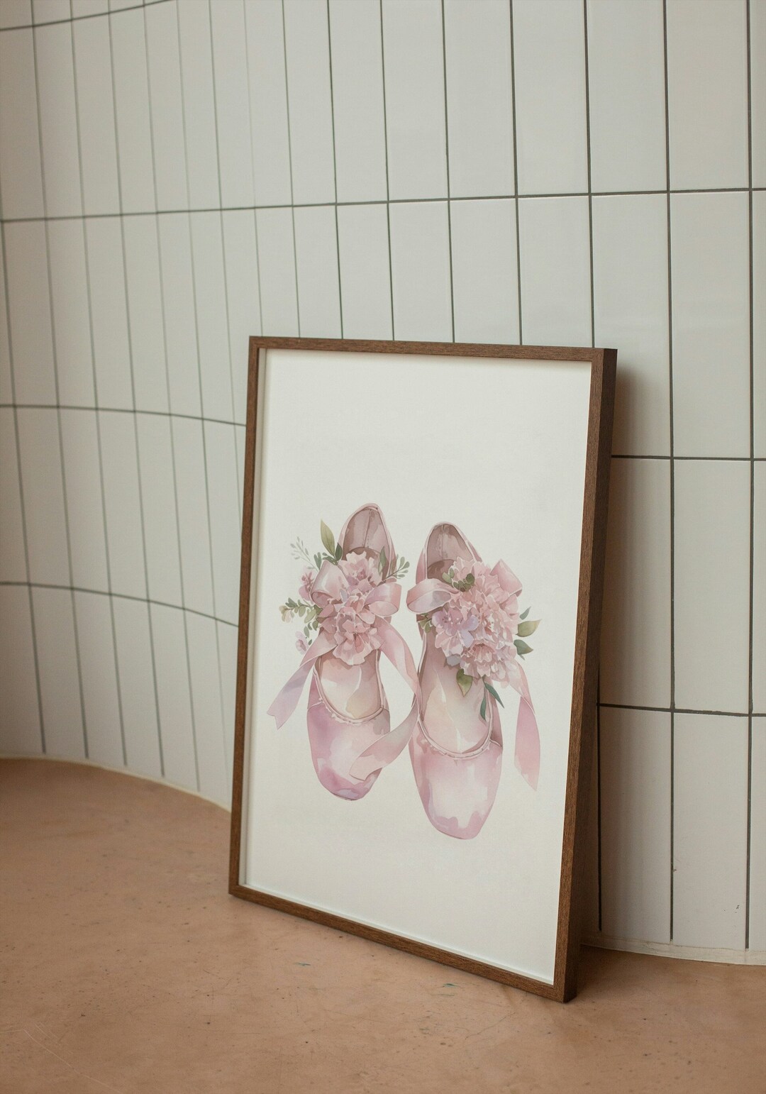 Coquette Pink Ballet Shoes Bow Wall Art,vintage Ballerina Shoes Girly ...