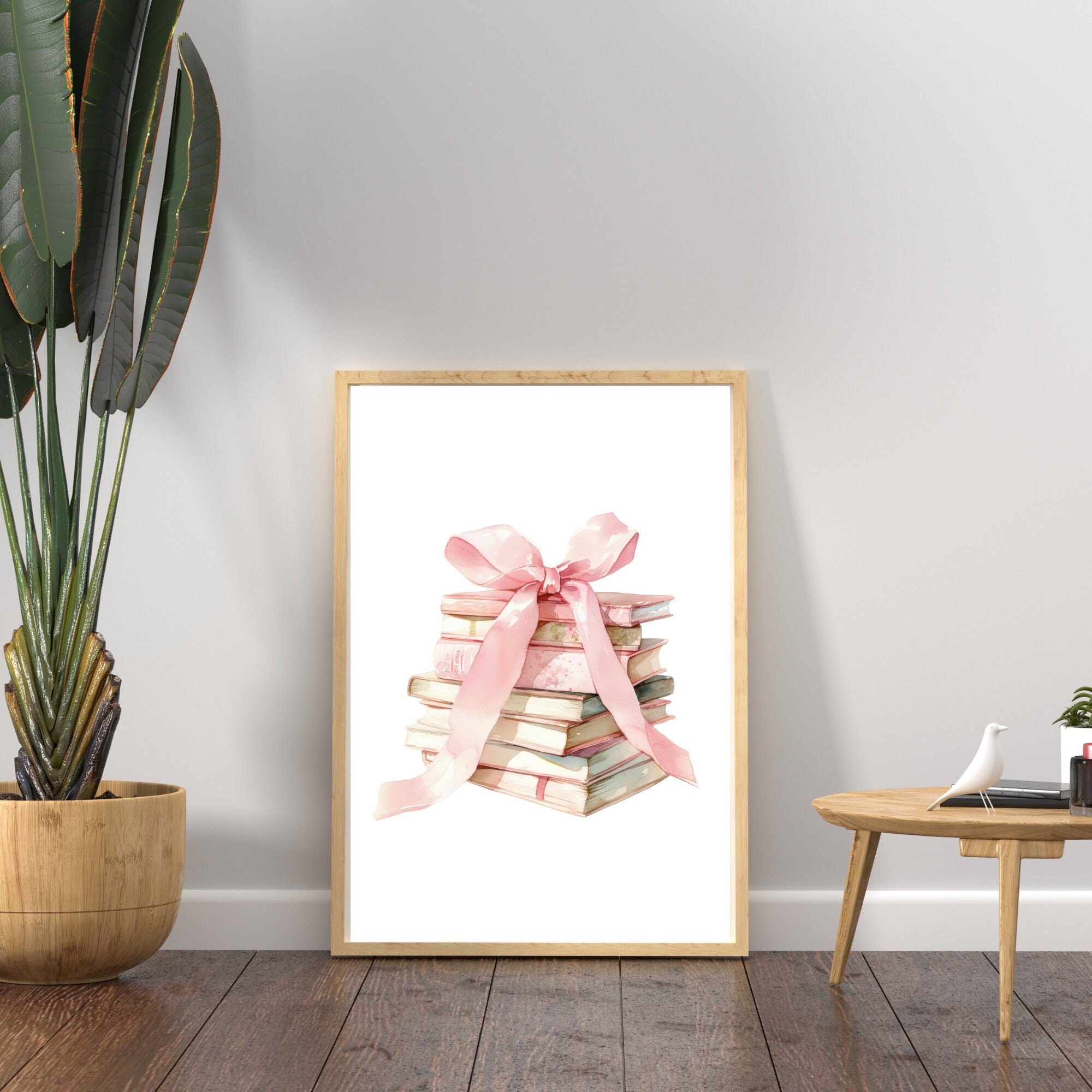 Coquette Aesthetic Pink Book Bow Wall Art,vintage Bow Bookish Wall Art ...