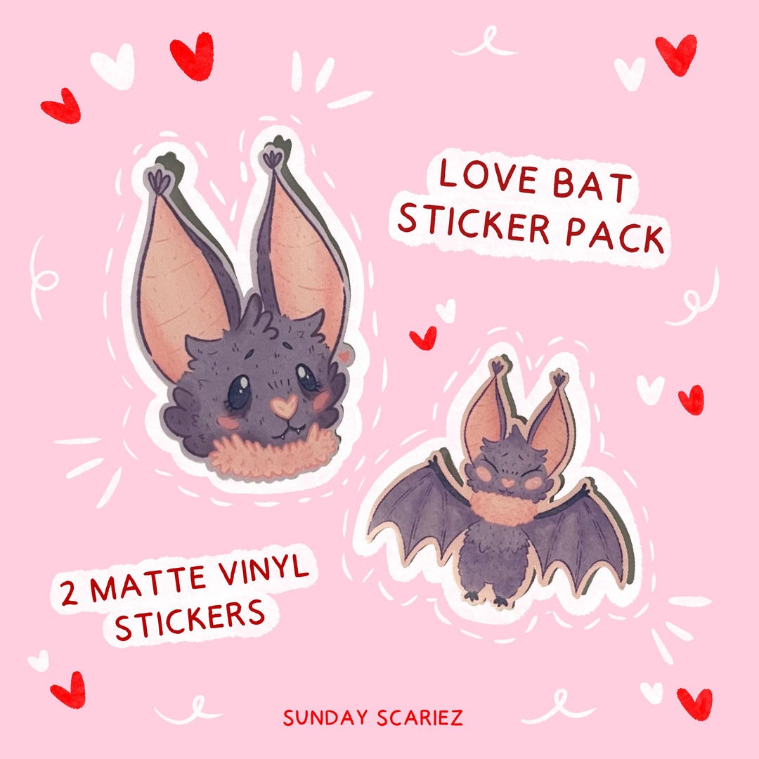 Love Bats - Vinyl Sticker 2 Pack | Cute Stickers, Animal Stickers, Cat ...