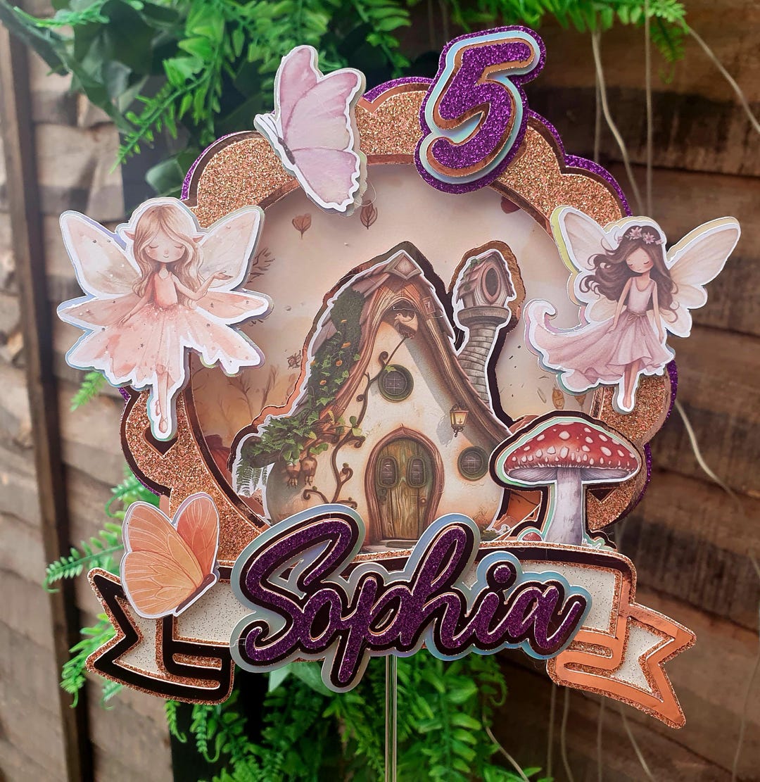 Fairy - Fairy House - Glitter Cake Topper - Personalised Cake ...