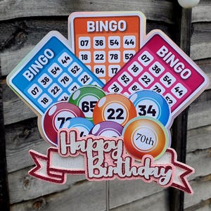 Bingo Bingo Themed Cake Topper Decoration Glitter Layered Character ...