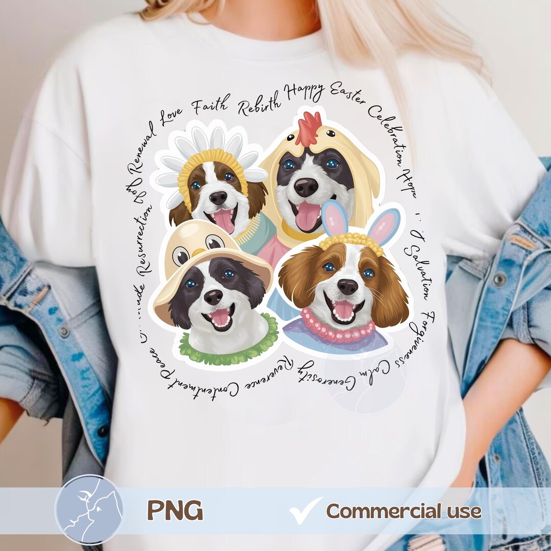Easter Border Collie PNG: French Toile Dog Mom Clipart (digital ...
