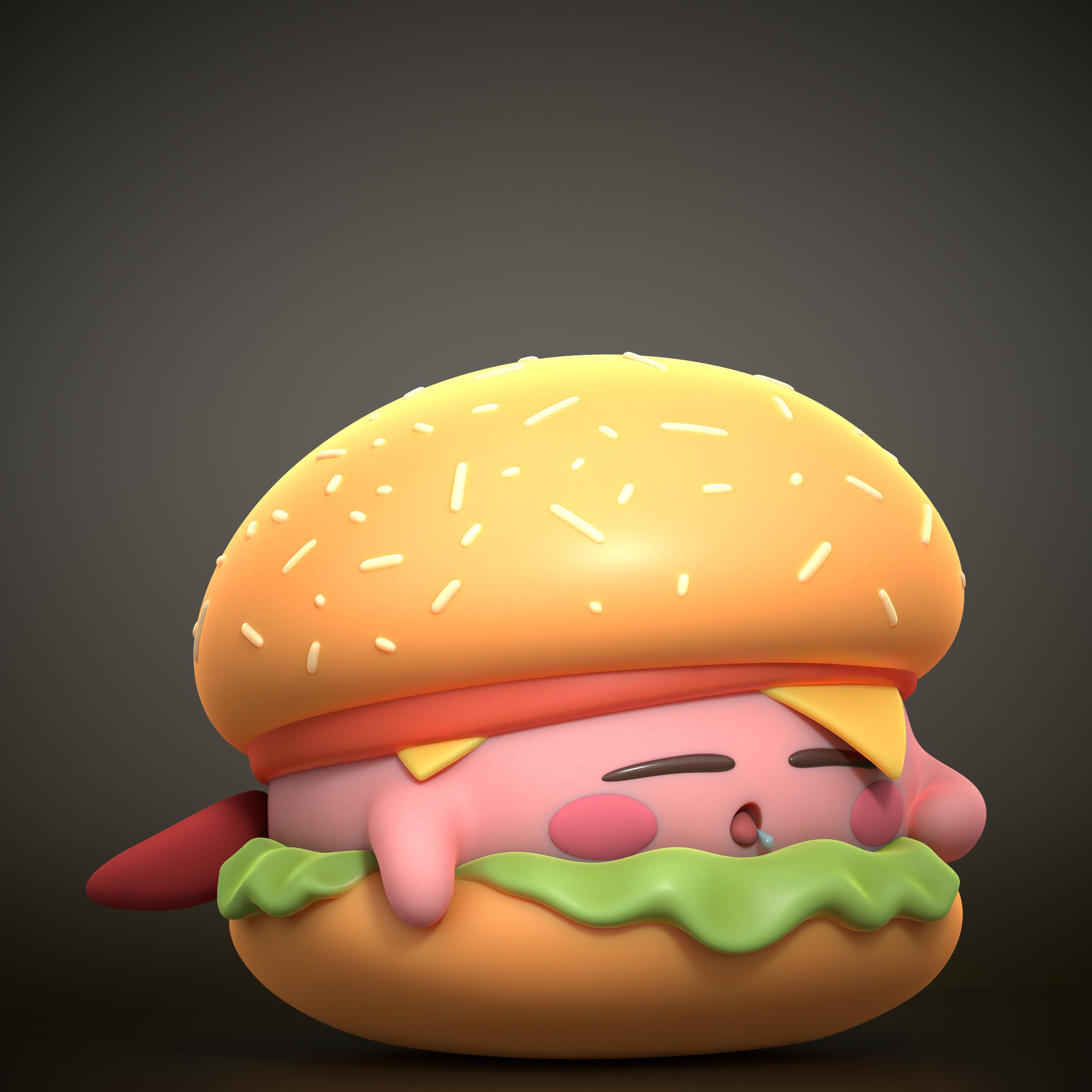 KIRBY BURGER Action Figure Resin 3D Printed 3D Model Free Shipping - Etsy